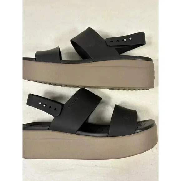 CROCS | Shoes | New Crocs Lite Ride Brooklyn Low Wedge Black Sandal ...